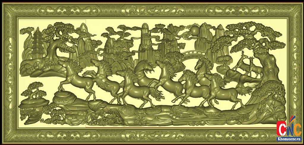 Tranh bát mã mới đẹp cnc 01-23 - Kho Mẫu CNC Việt Nam - Kho Mẫu Free